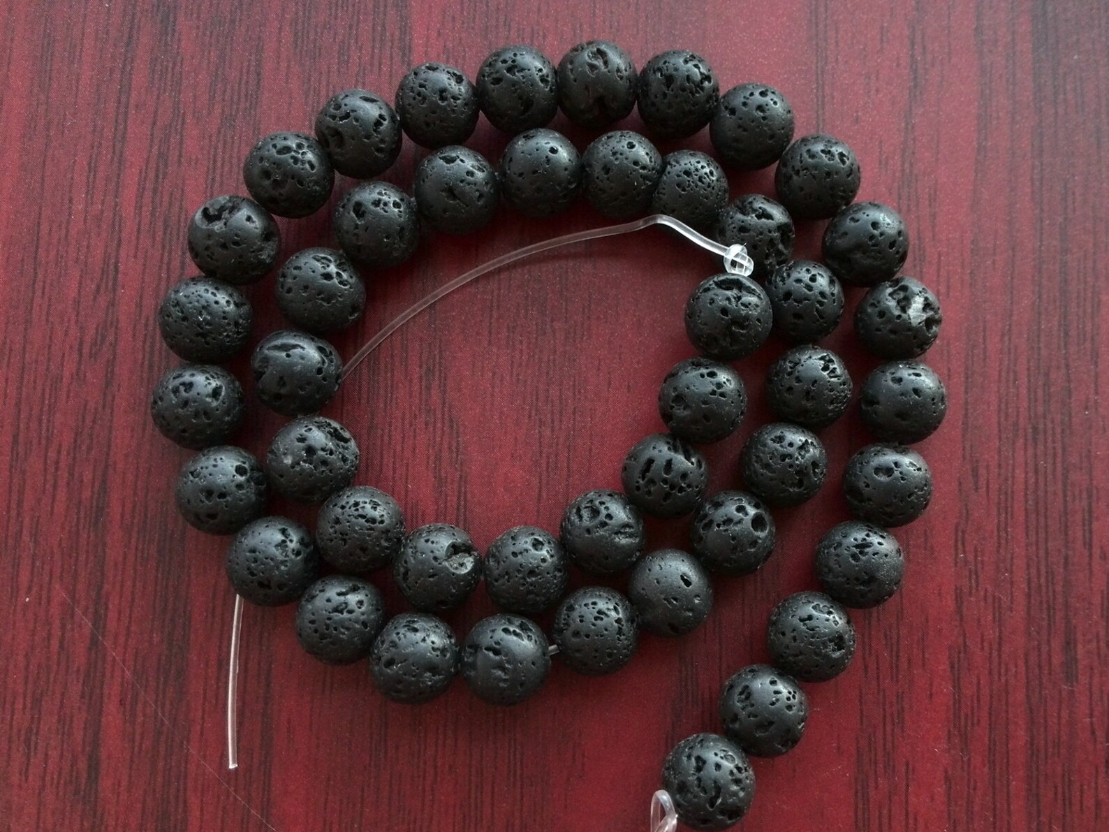 Matte Black Lava Stone Bead Volcano Rock Round Bead Natural Black Stone ...