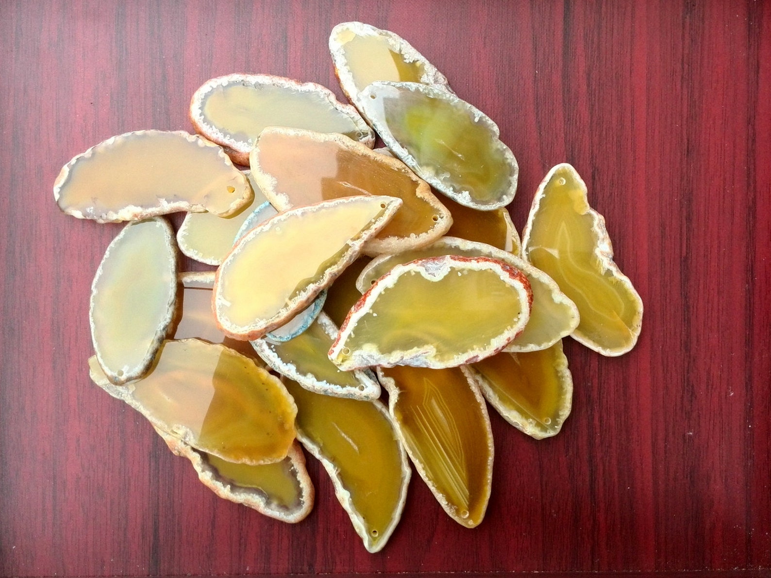ONE Yellow Agate Slices DRILLED Polished Slabs With Holes - Etsy