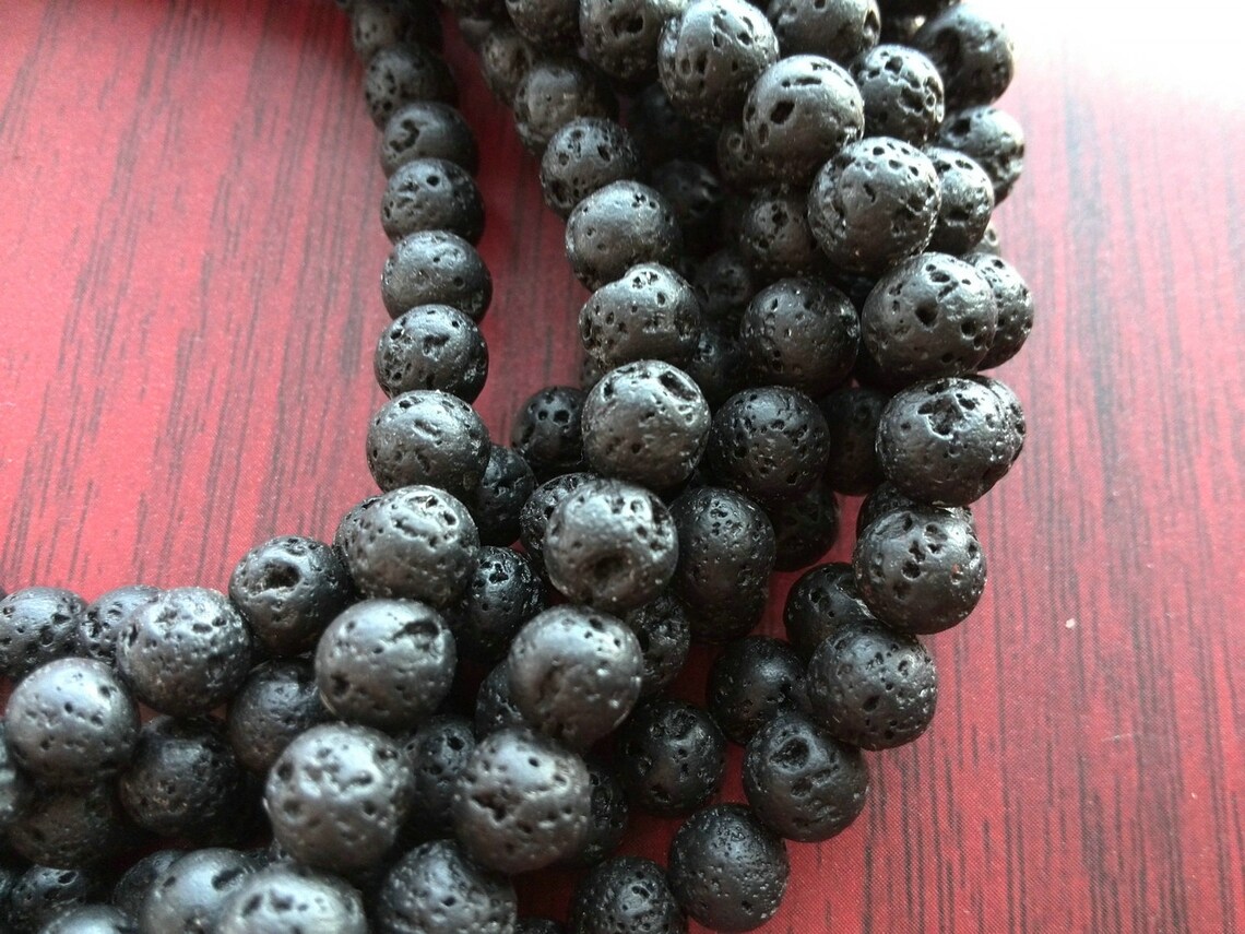 Matte Black Lava Stone Bead Volcano Rock Round Bead Natural - Etsy