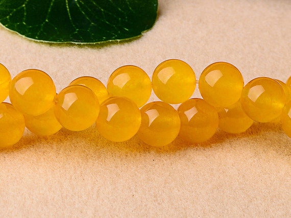 Canary Stone Beads Round Yellow Chalcedony Roundness Crystal | Etsy