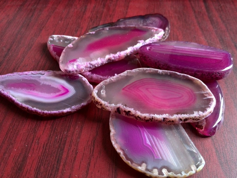 ONE Rose Red Agate Slices DRILLED Polished Slabs With Holes - Etsy