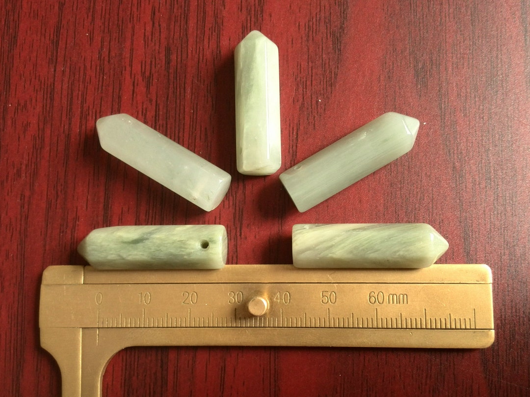 30mm X 8mm Green Stone Bullet Faceted Point Beads Stone Prism Pencil ...