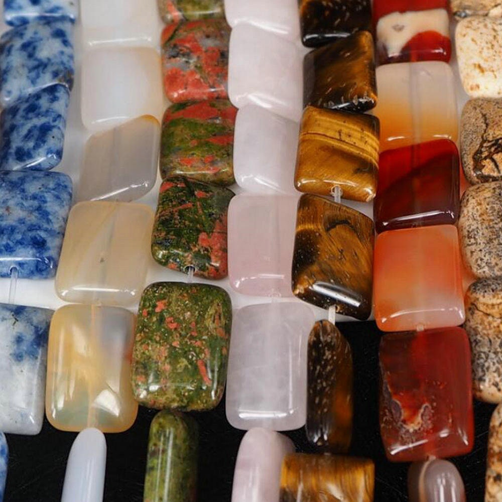 Smooth Rectangle Beads 13x18mm Natural Stone Quartz Agate | Etsy