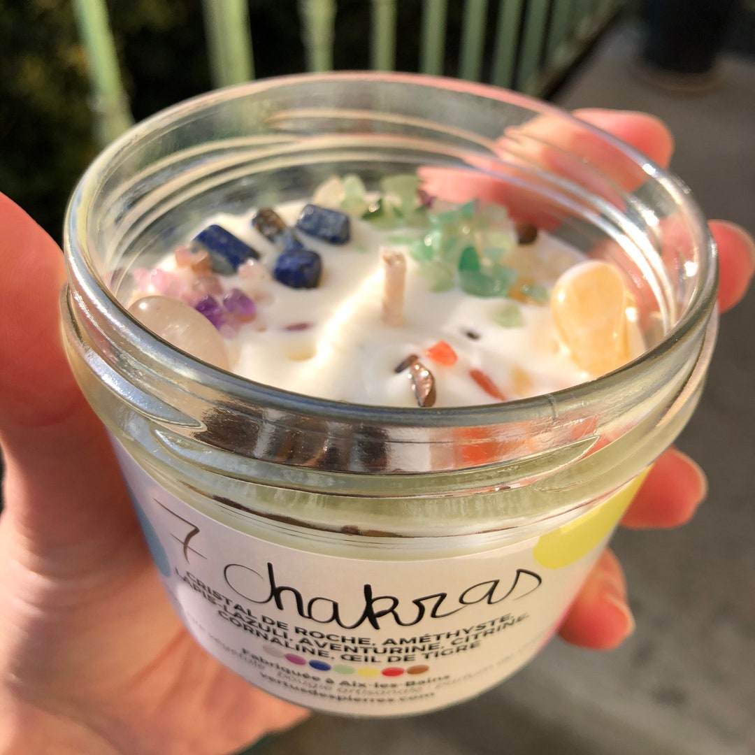 7 Chakras Candle Stones and Lithotherapy Rock Crystal - Etsy