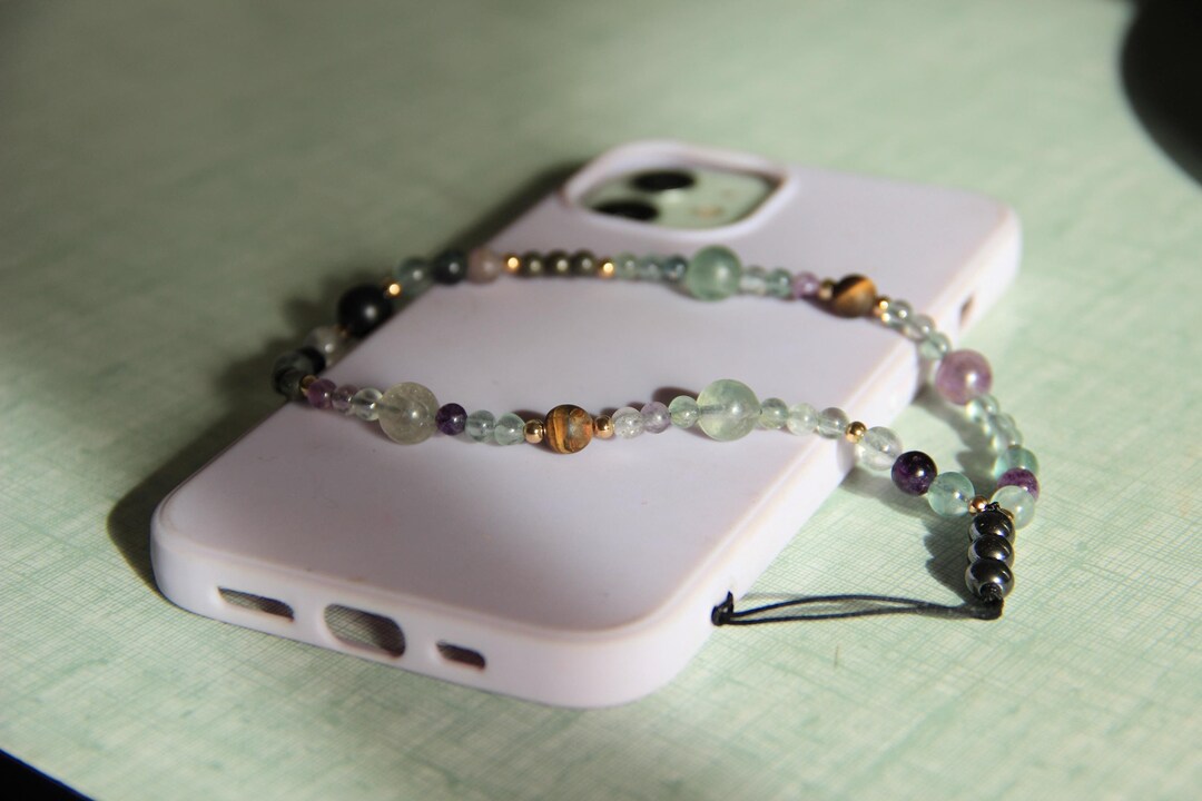Handmade Phone Chain With Semi-precious Stones - Stylish EMF Protection ...