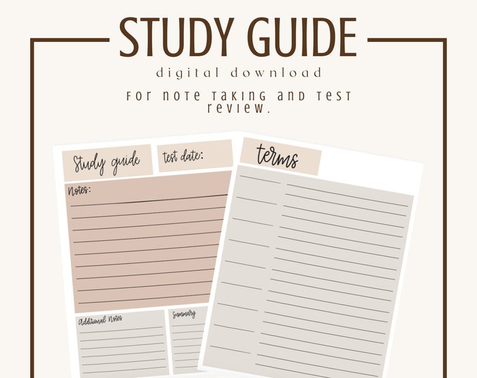 Study Guide Template // Study Planner // Note Taking Template ...