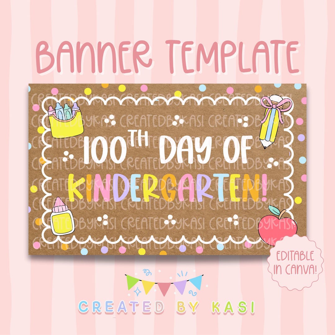 100th Day of School Banner Template | Editable Classroom Decor (digital ...