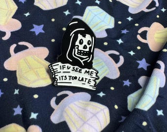 Cat Grim Reaper Enamel Pin Grim Reaper on Gravestone Cat Enamel Pin ...