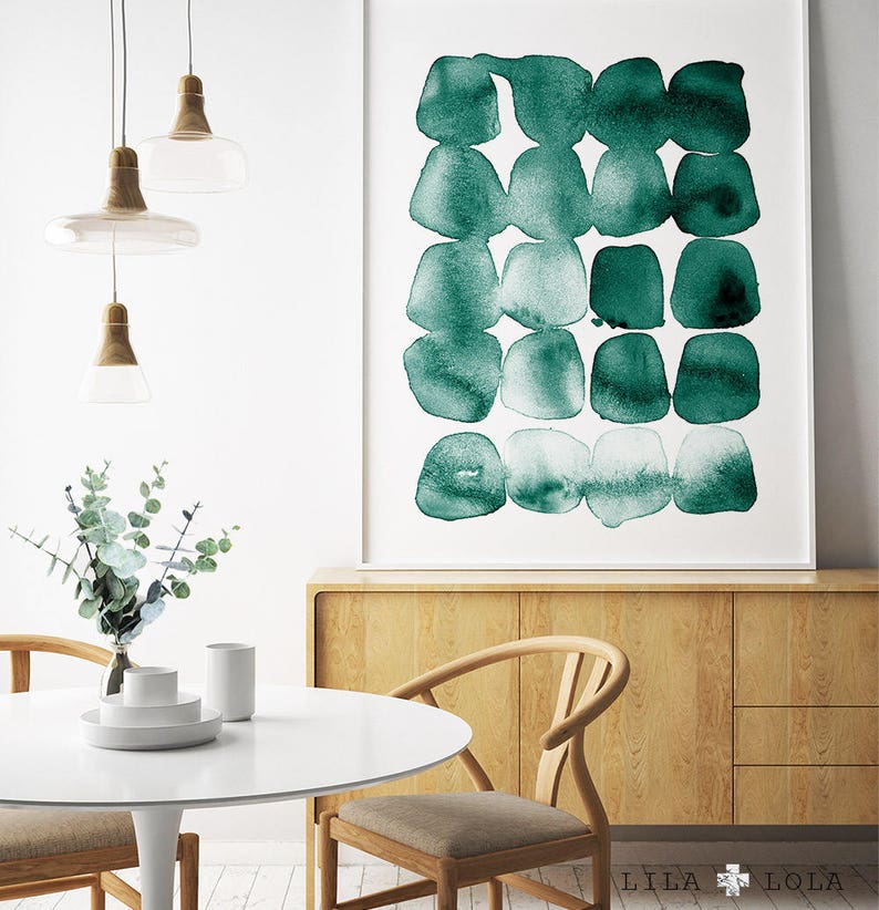 Green Print Abstract Painting Watercolour Wall Art | Etsy