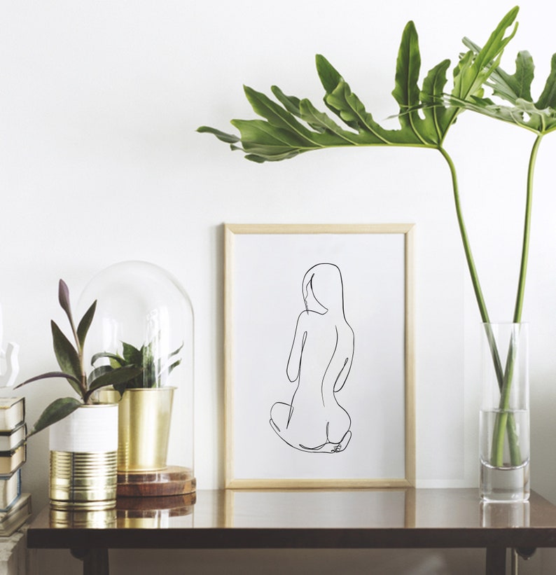 One Line Drawing Print Printable Art Modern Minimalist Wall Etsy