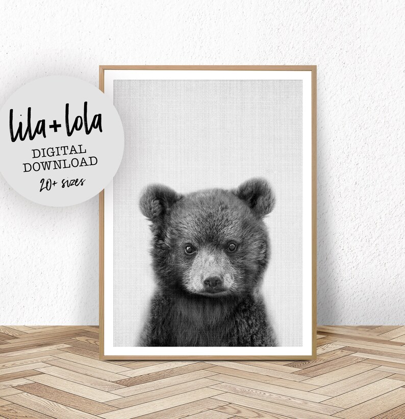 Baby Bear Print Woodland Animal Nursery Decor Printable - Etsy