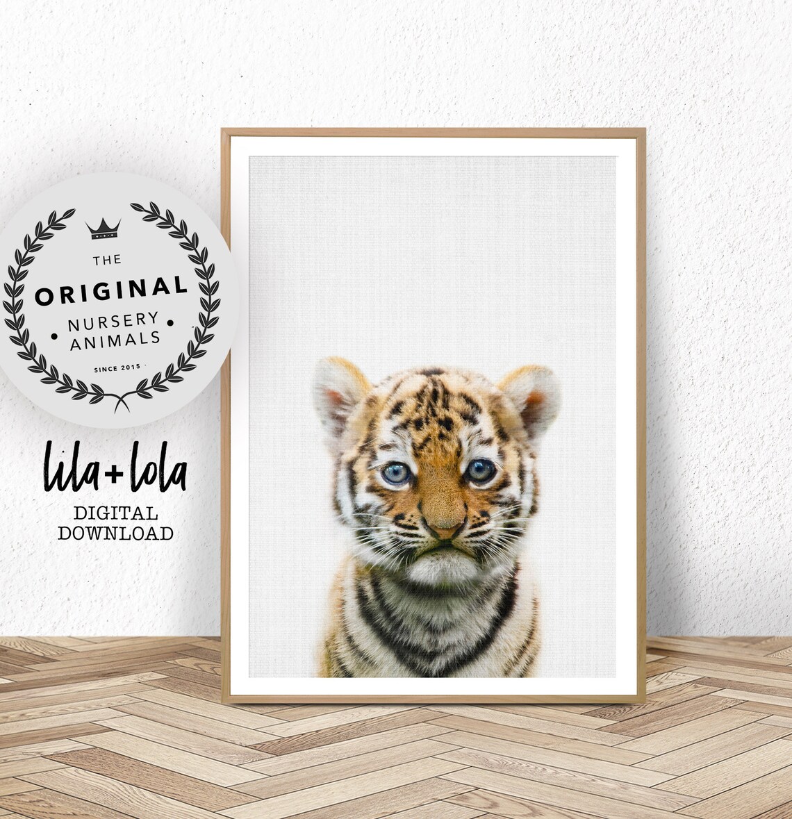 Tiger Print Baby Animal Wall Art Safari Nursery Printable - Etsy