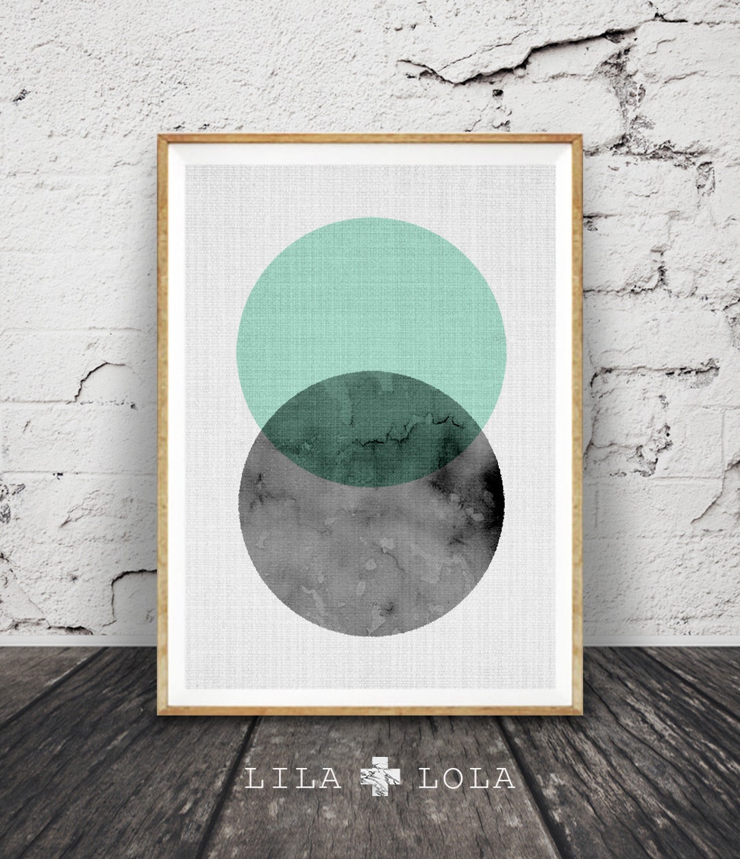 Modern Wall Art, Minimalist Decor, Geometric, Circle Print, Mint Green ...