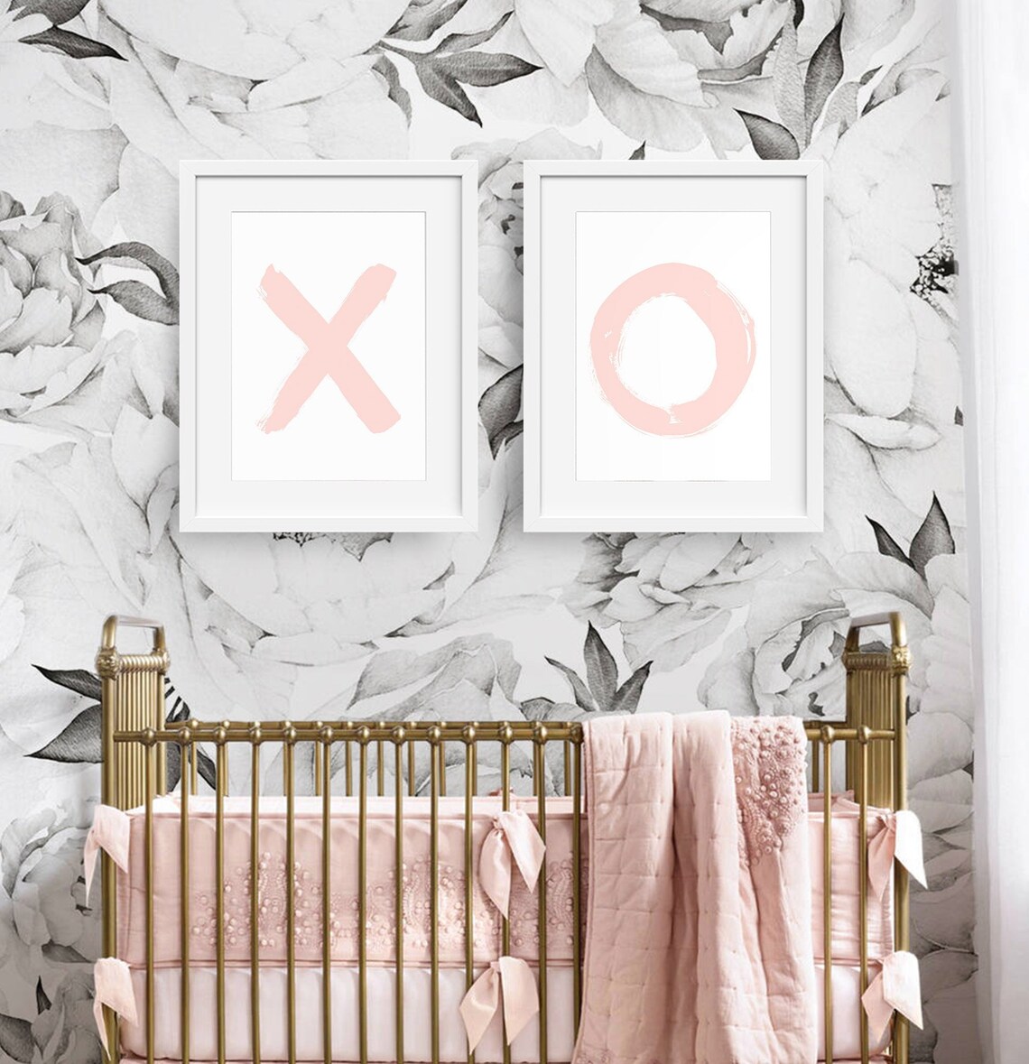 X and O Print Set Pink Nursery Wall Art Girls Room Decor - Etsy