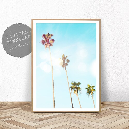 Palm Tree Print Tropical Wall Art Printable Digital Etsy