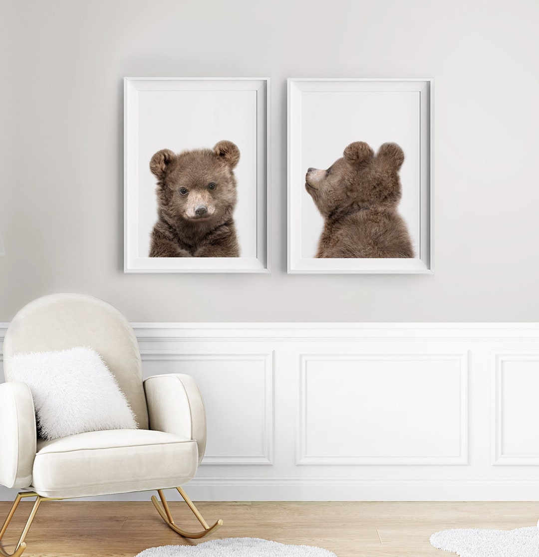 Baby Bear Print Set of 2 Nursery Wall Art Woodland Animal Posters ...