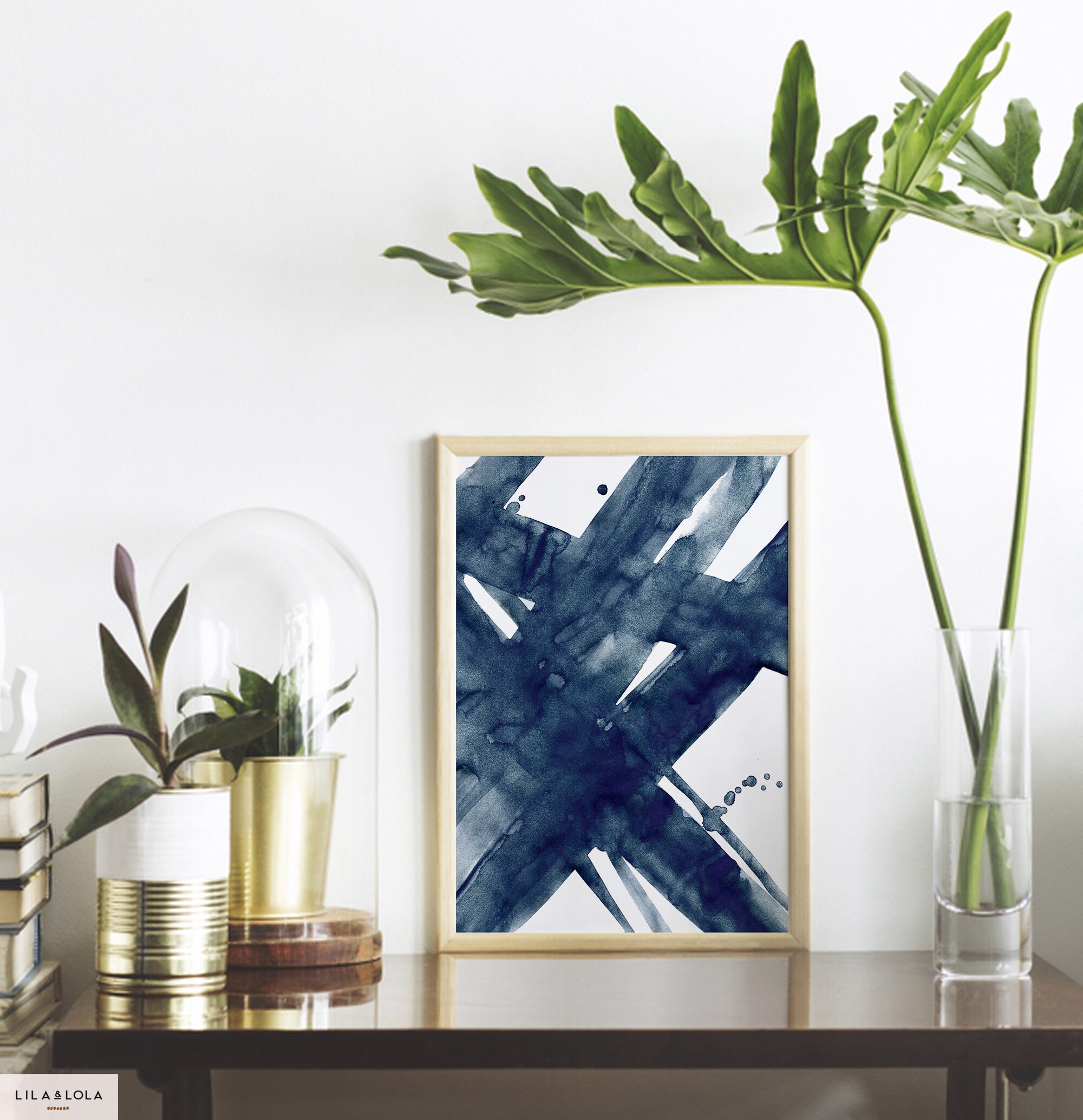 Navy Blue Abstract Print Printable Wall Art Watercolour - Etsy