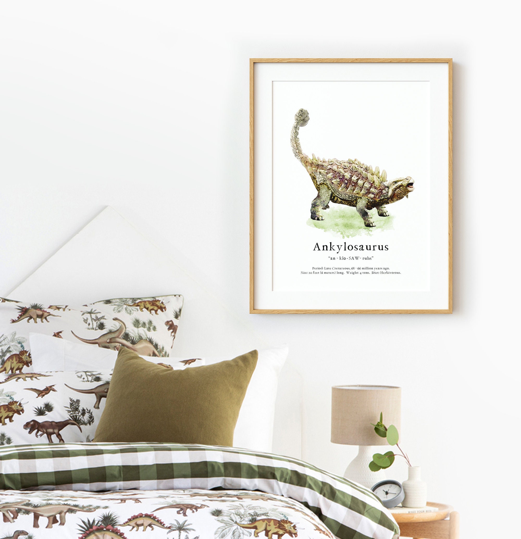 Dinosaur Wall Art Print Ankylosaurus Watercolor Picture With - Etsy