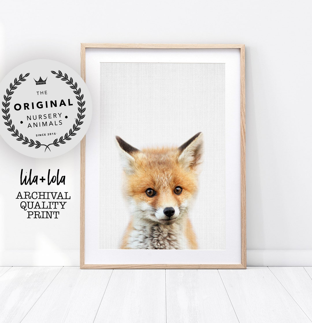 Baby Fox Print, Nursery Animal Wall Art, Woodland Decor, Large Poster ...
