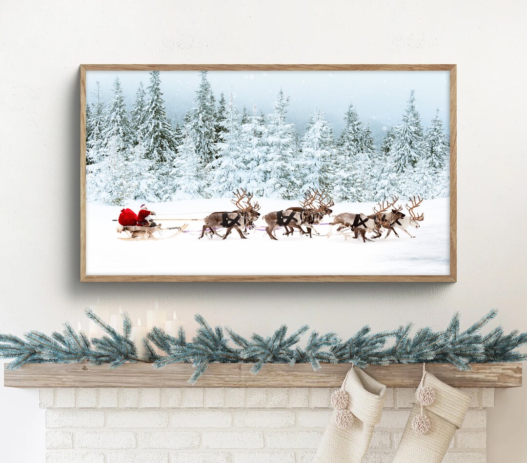 Samsung Frame TV Art Christmas, Frame Tv Art Santa Sleigh, Santa Frame ...