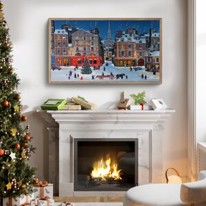Samsung Frame Tv Art Christmas, Frame Tv Art Village Town, Frame Tv ...