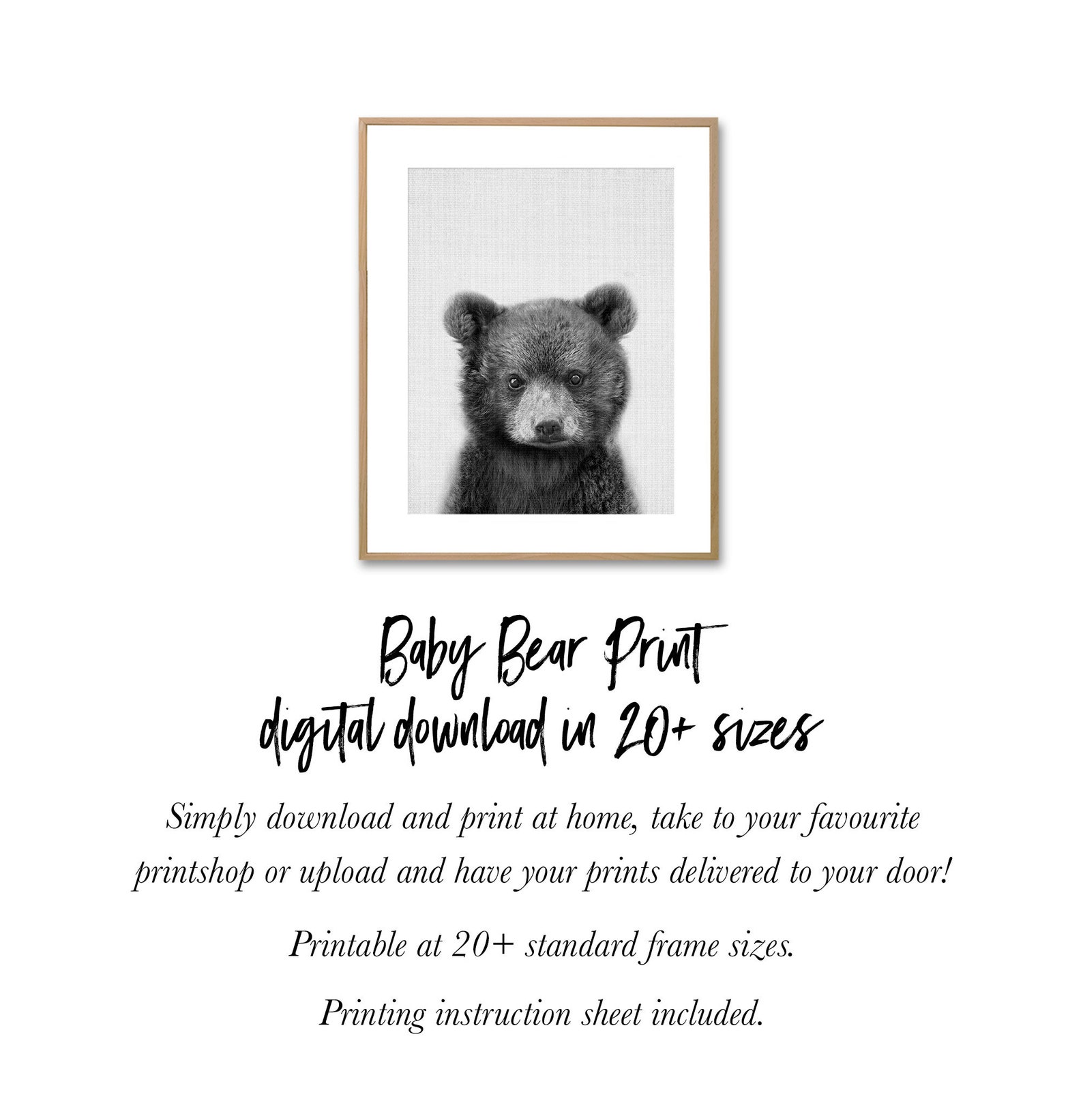 Baby Bear Print Woodland Animal Nursery Decor Printable - Etsy