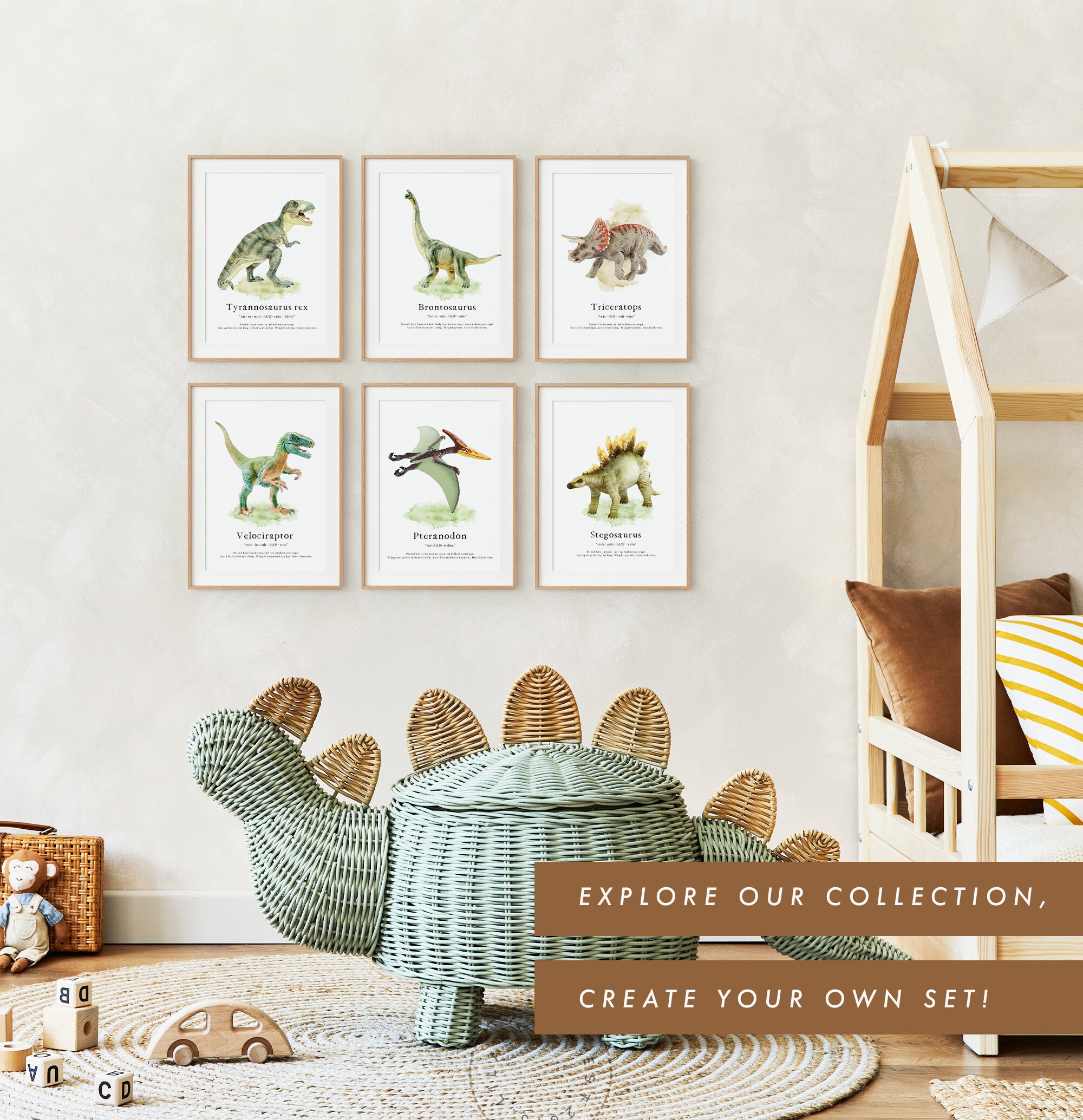 Dinosaur Wall Art Poster Print Brontosaurus Watercolor - Etsy