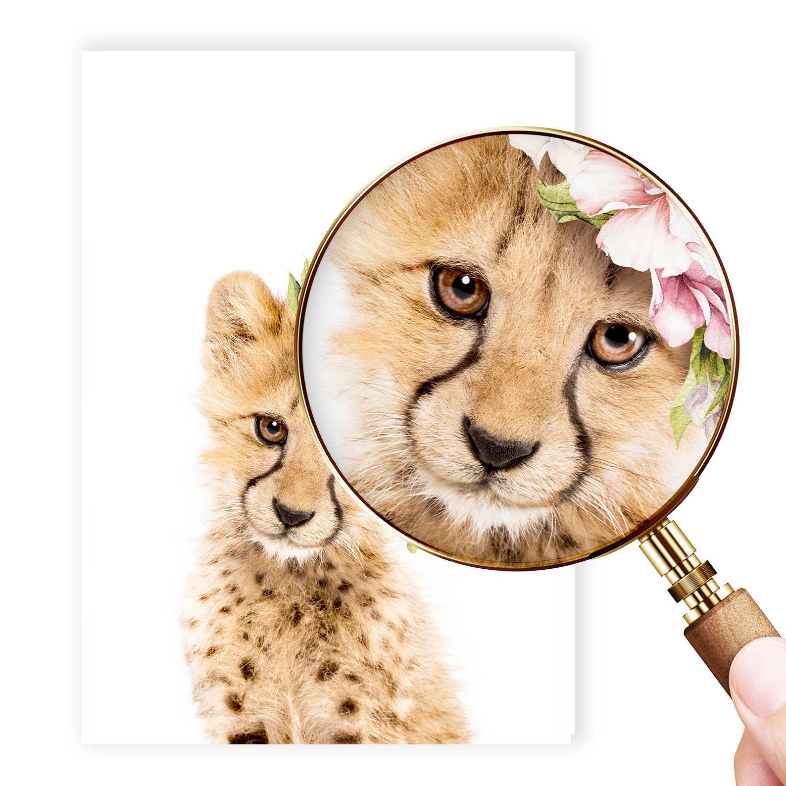 Cheetah Wall Art Print With Floral Crown ~ Girls Nursery Bedroom Decor ...