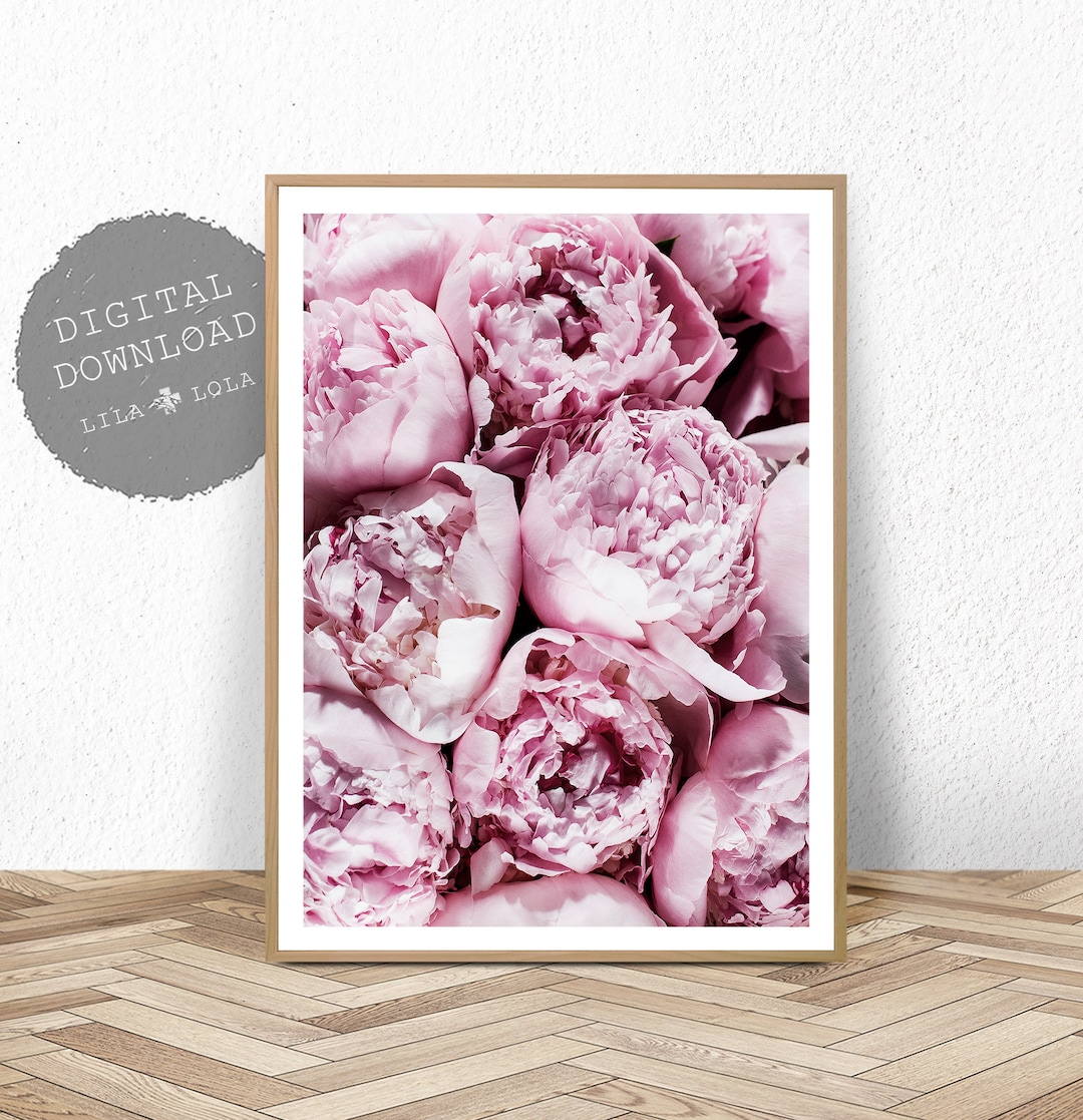 Printable Peonie, Bedroom Wall Decor, Peony Art Print, Pink Floral ...
