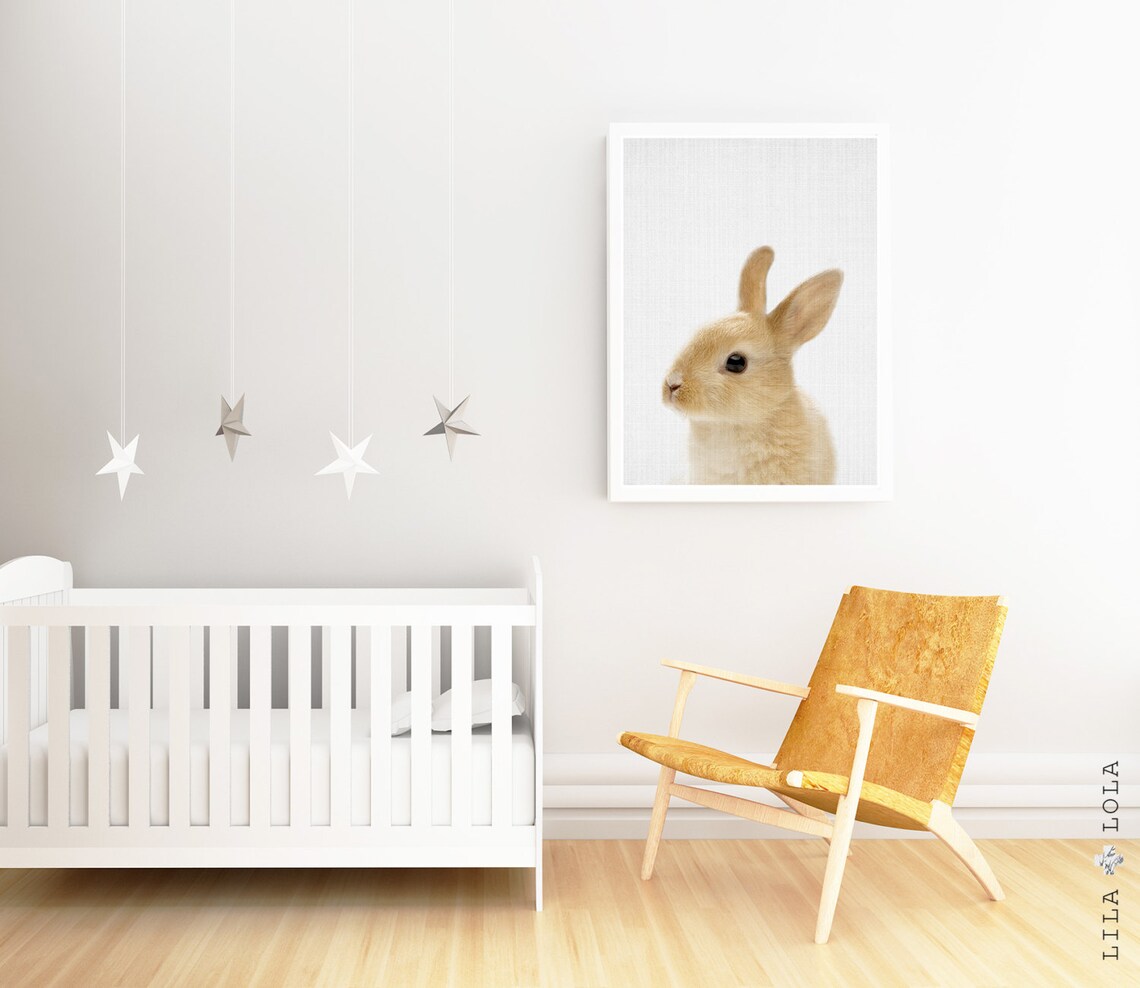 Rabbit Print Wall Art Baby Nursery Animal Woodlands Nursery | Etsy