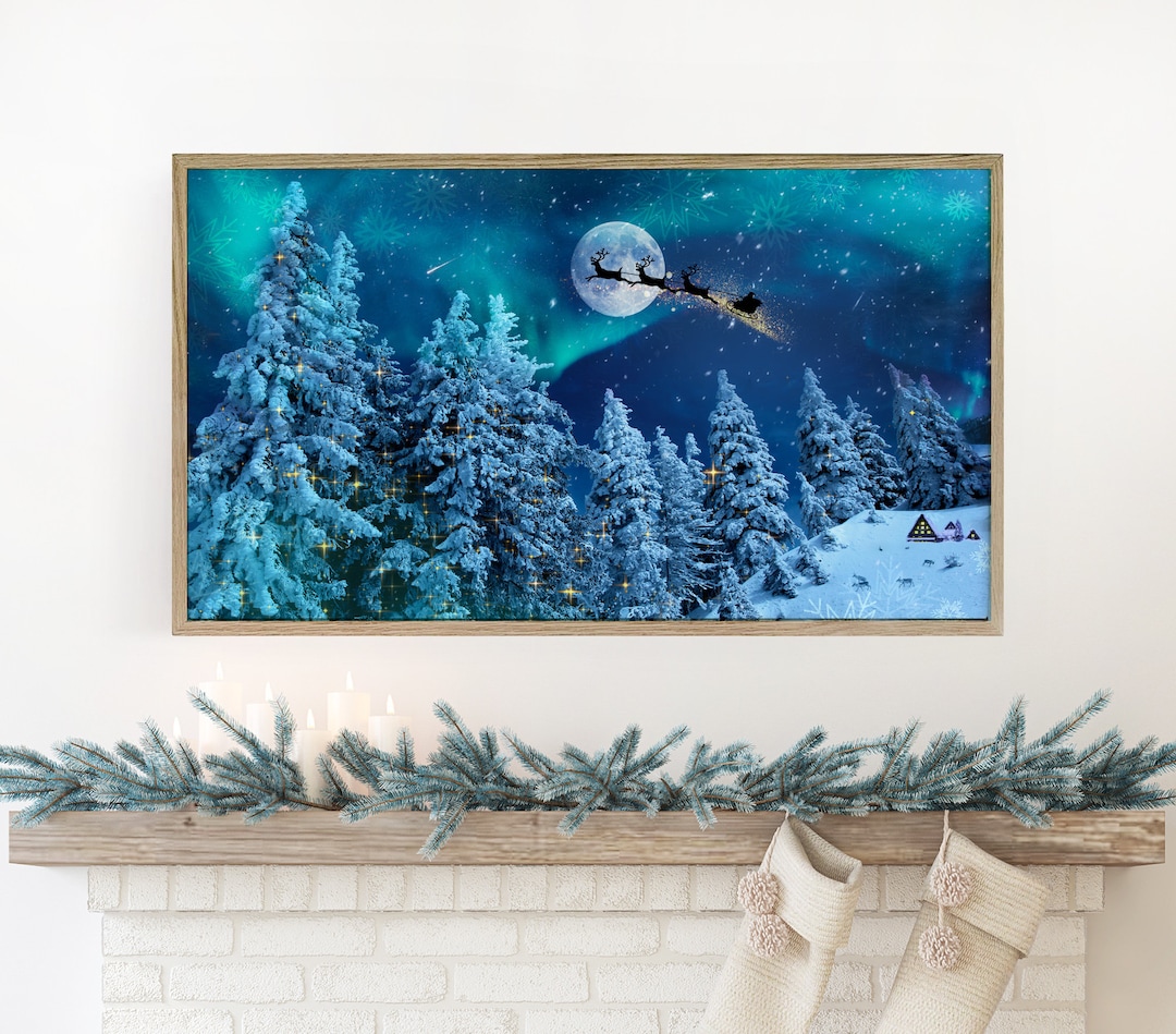 Samsung Frame Tv Art Christmas, Frame Tv Art Santa Sleigh and Reindeers ...