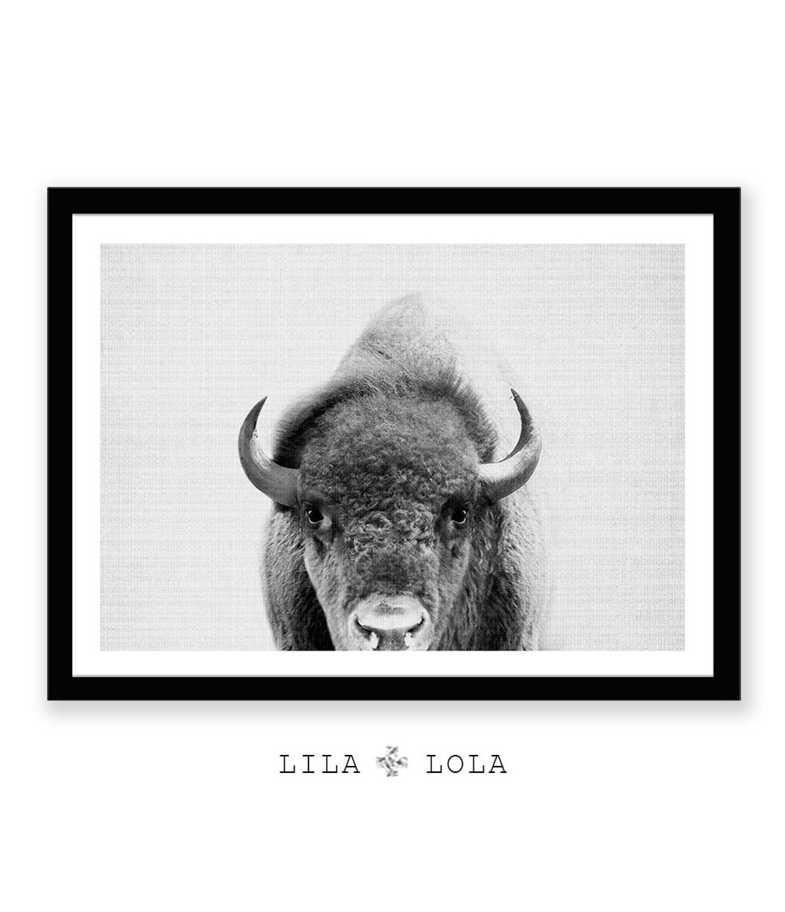 Black and White Bison Print: Minimalist Landscape Wall Art (digital ...