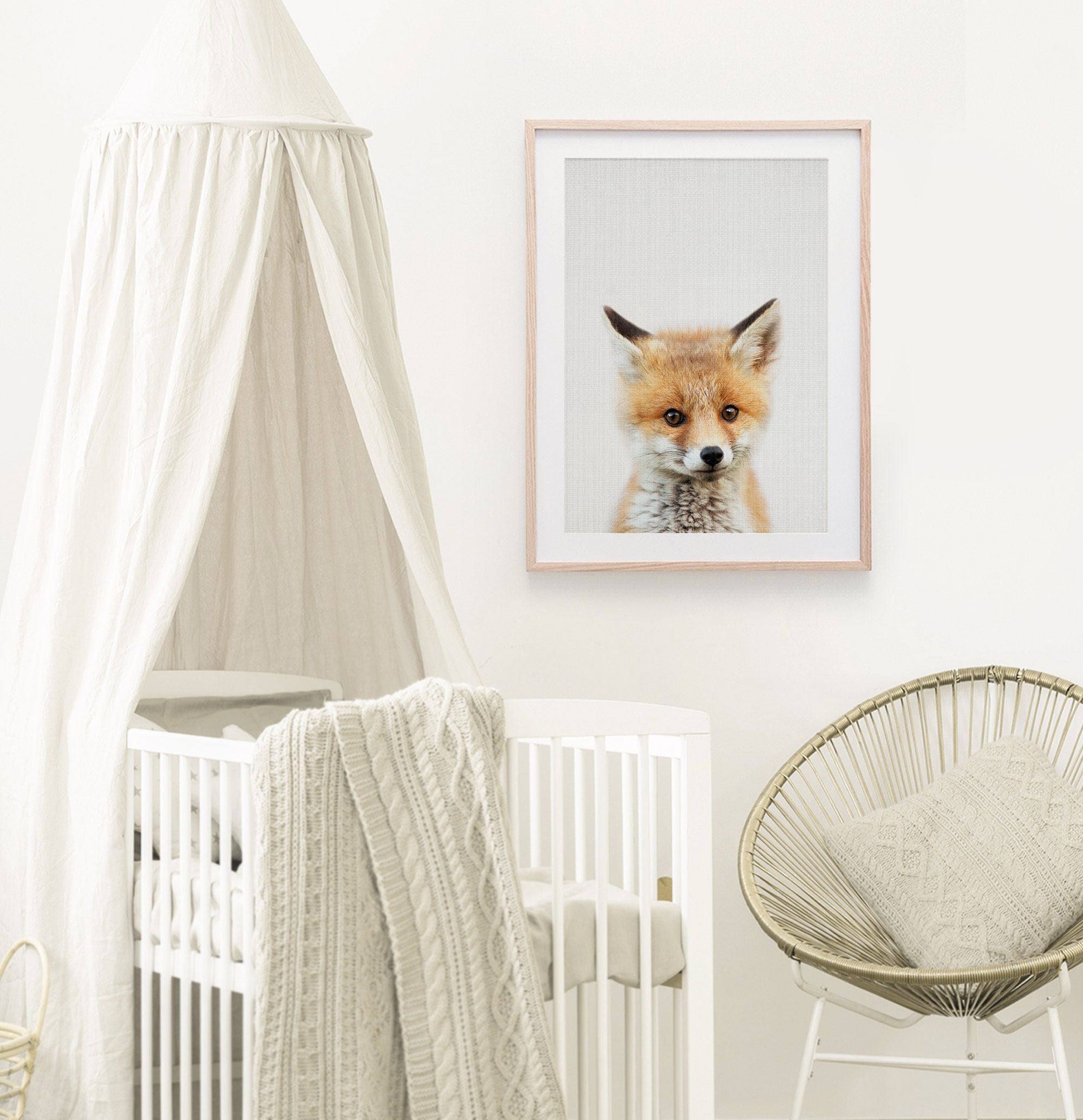 Baby Fox Print Nursery Animal Wall Art Woodland Decor Large - Etsy