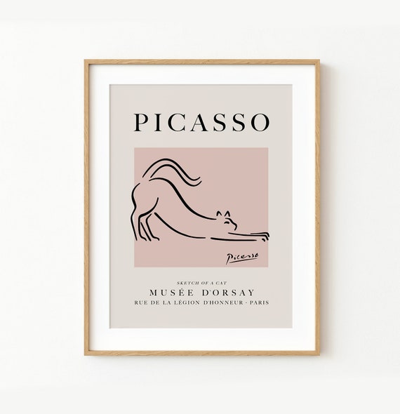 Picasso Print Line Art Drawing Sketch of a Cat Exhibition - Etsy