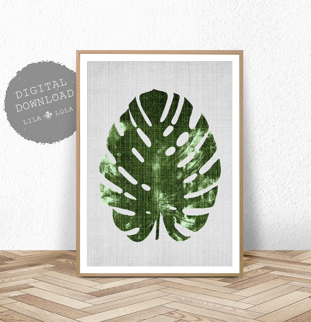 Monstera Leaf Print, Botanical Wall Art, Large Printable Poster ...