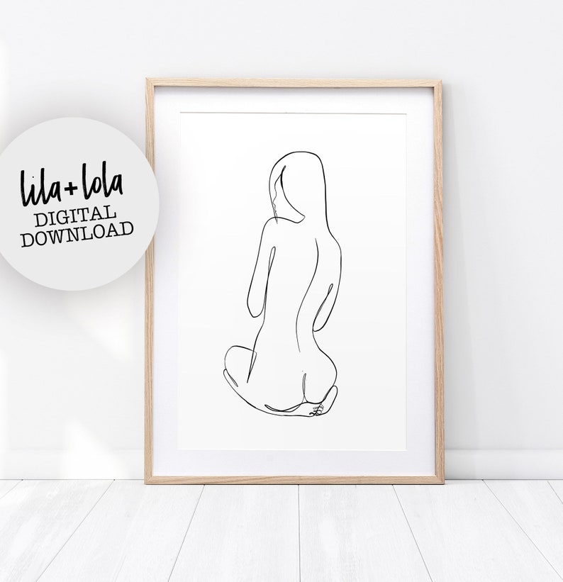 One Line Drawing Print Printable Art Modern Minimalist Wall Etsy