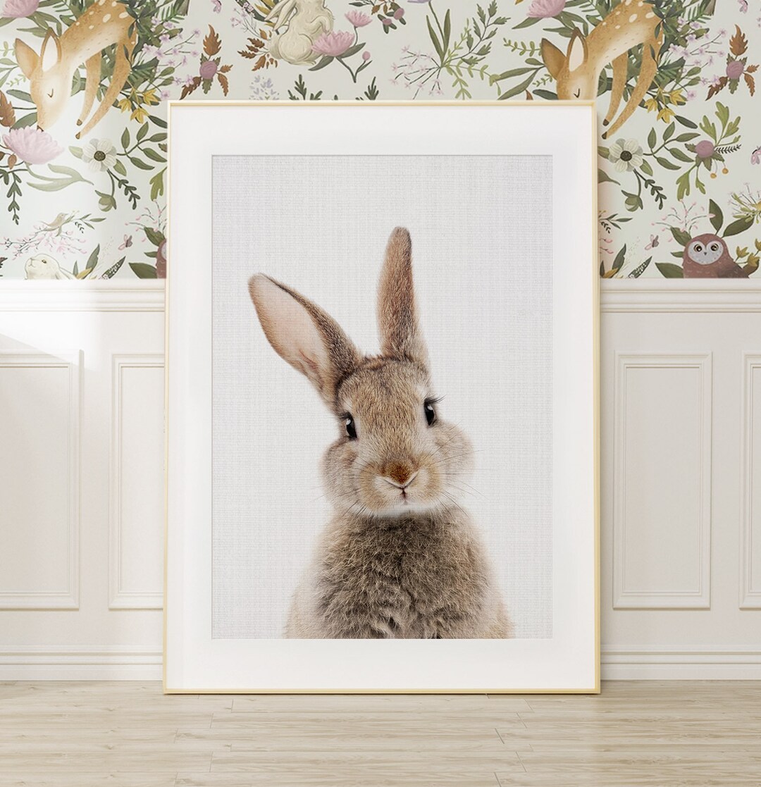 Bunny Rabbit Wall Art Print Woodland Animal Nursery Decor - Etsy
