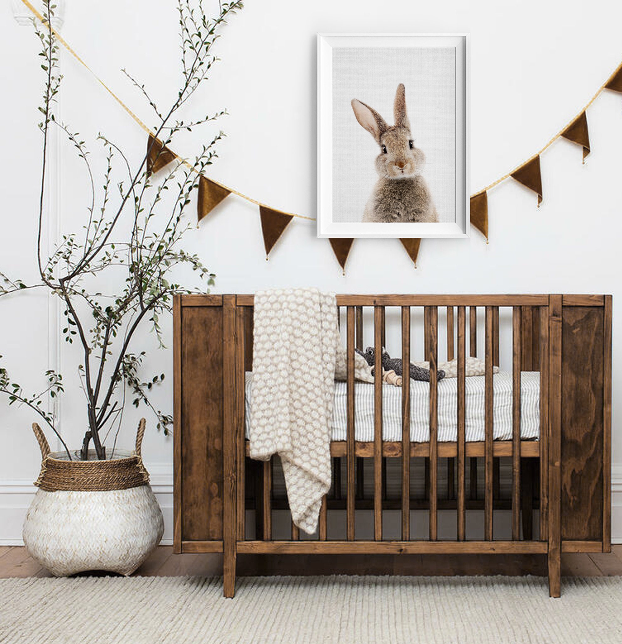 Bunny Rabbit Wall Art Print Woodland Nursery Baby Animal - Etsy