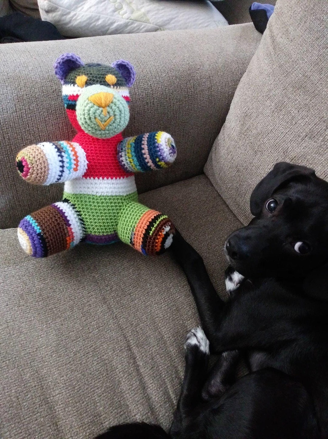Crochet Scrappy Bear, Handmade Scrap Yarn Bear, Children's Toy With ...