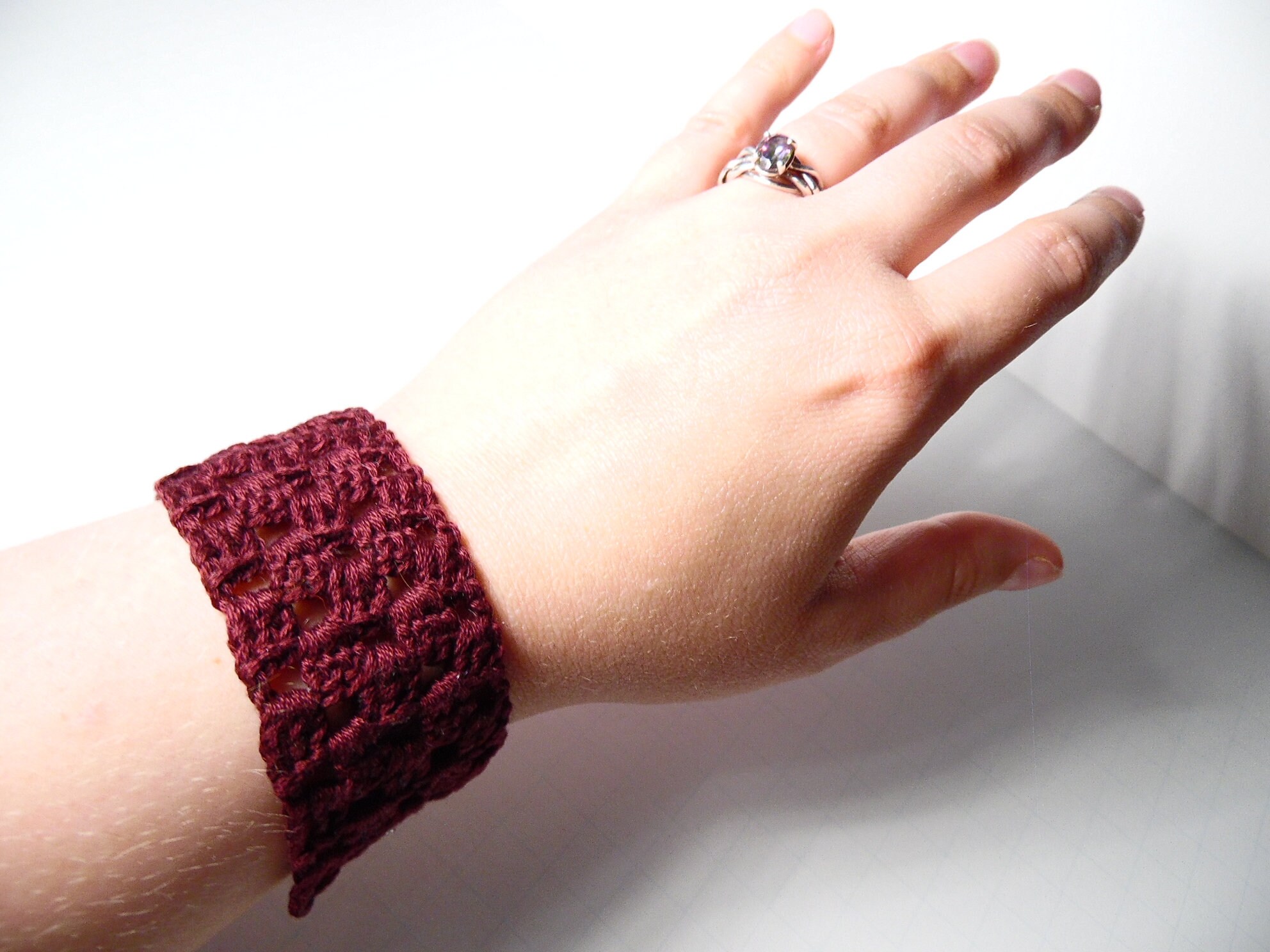 Crochet Granny Square Bracelets, Green and Maroon Bracelets, Unisex ...