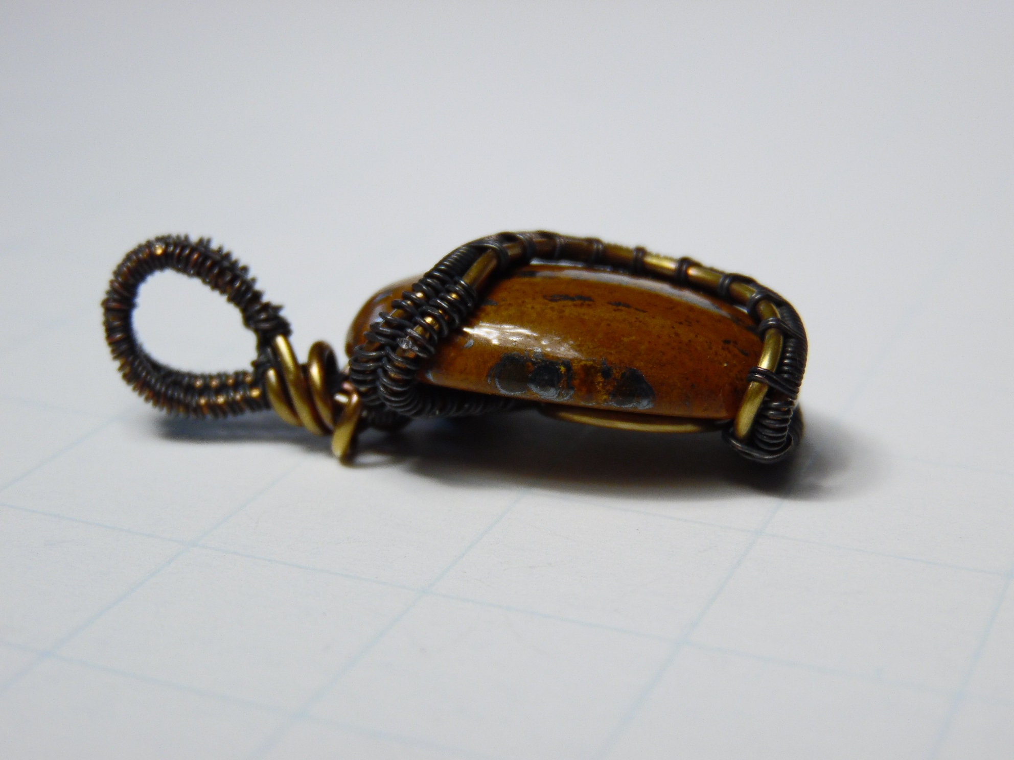 Tiger Iron Gemstone Wrapped in Copper and Brass Wire Wrapped - Etsy