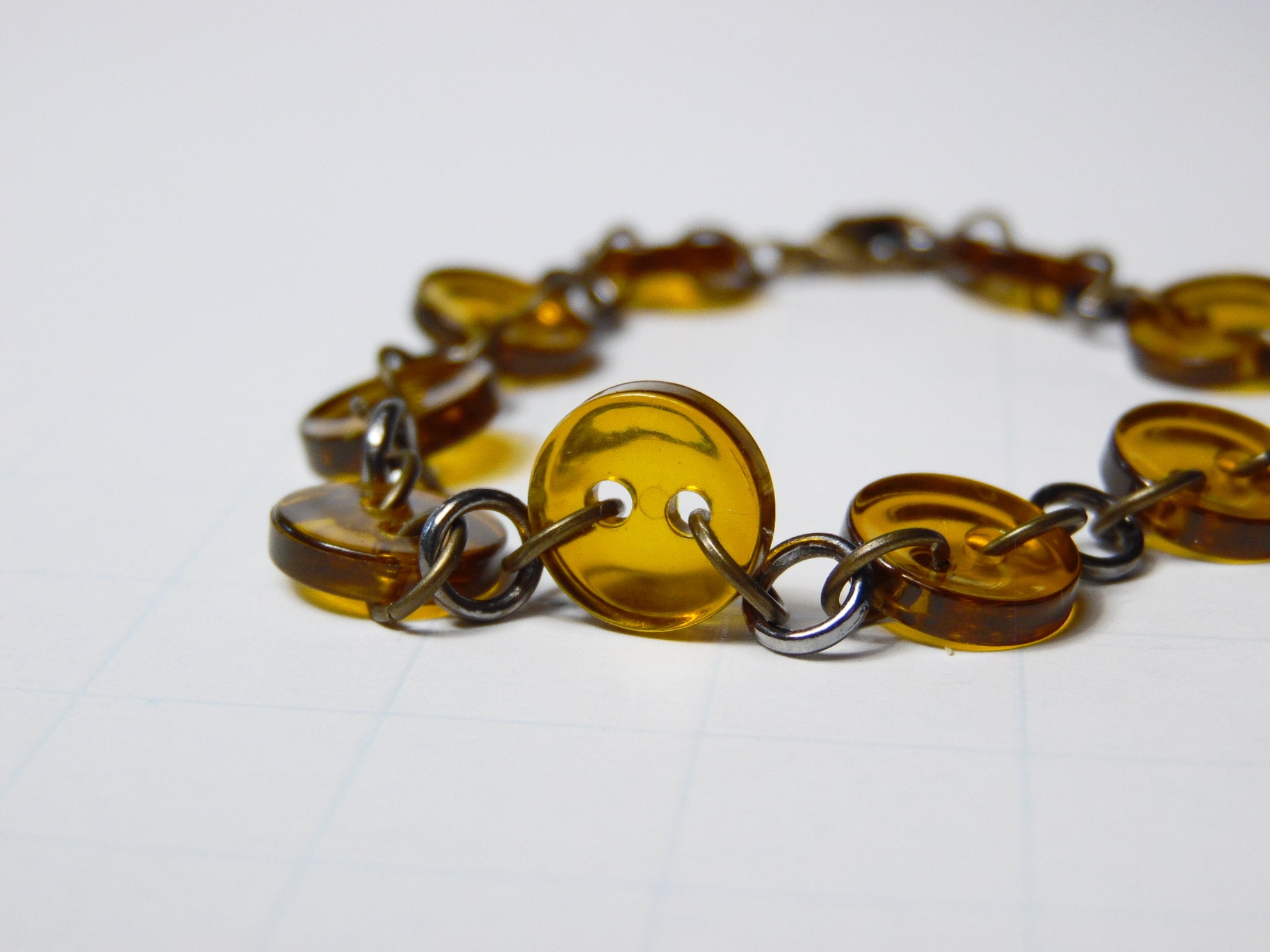 Translucent Brown Button Jewelry Set: Bracelet and Earrings, Women's ...