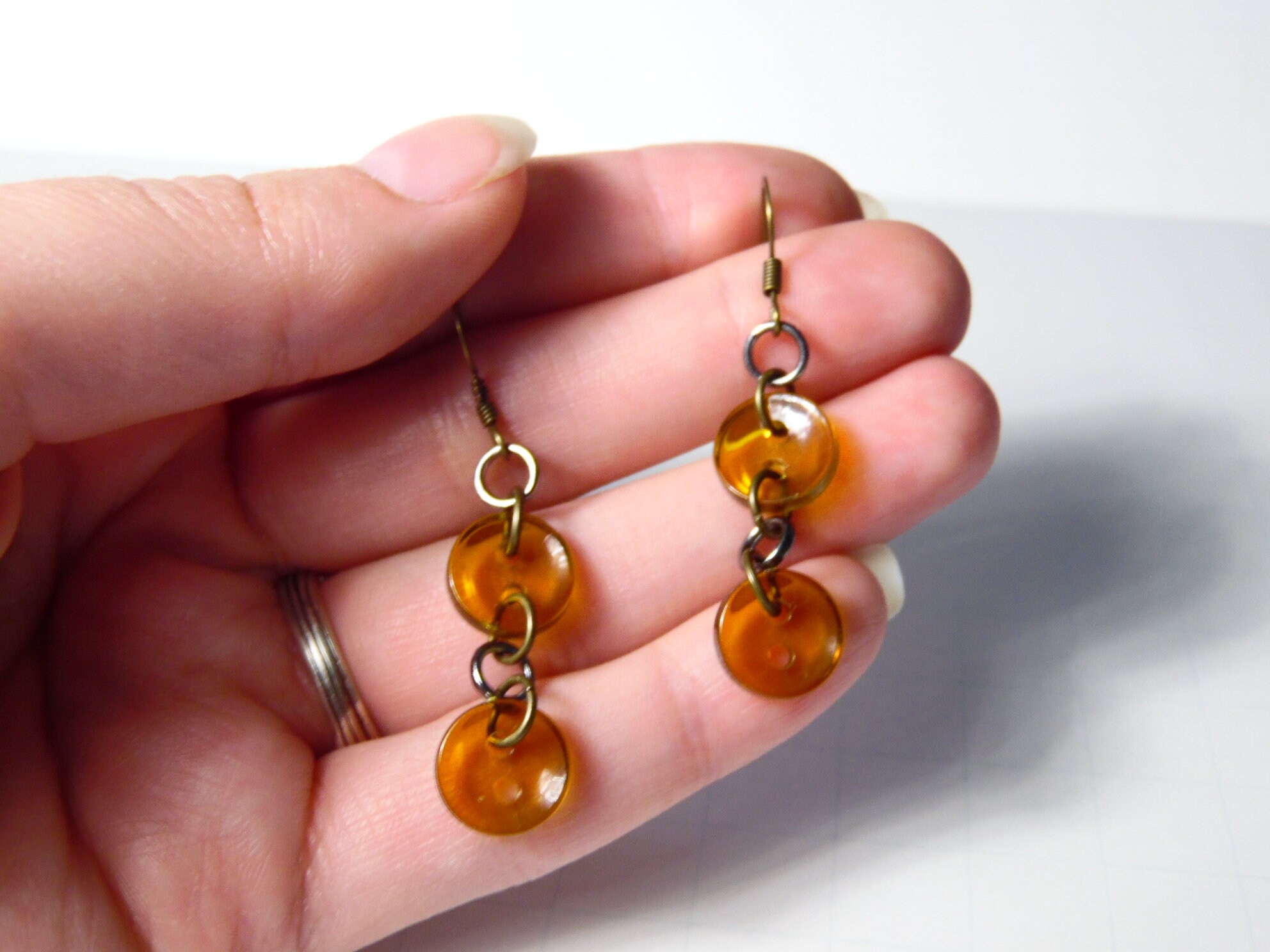 Translucent Brown Button Jewelry Set: Bracelet and Earrings - Etsy