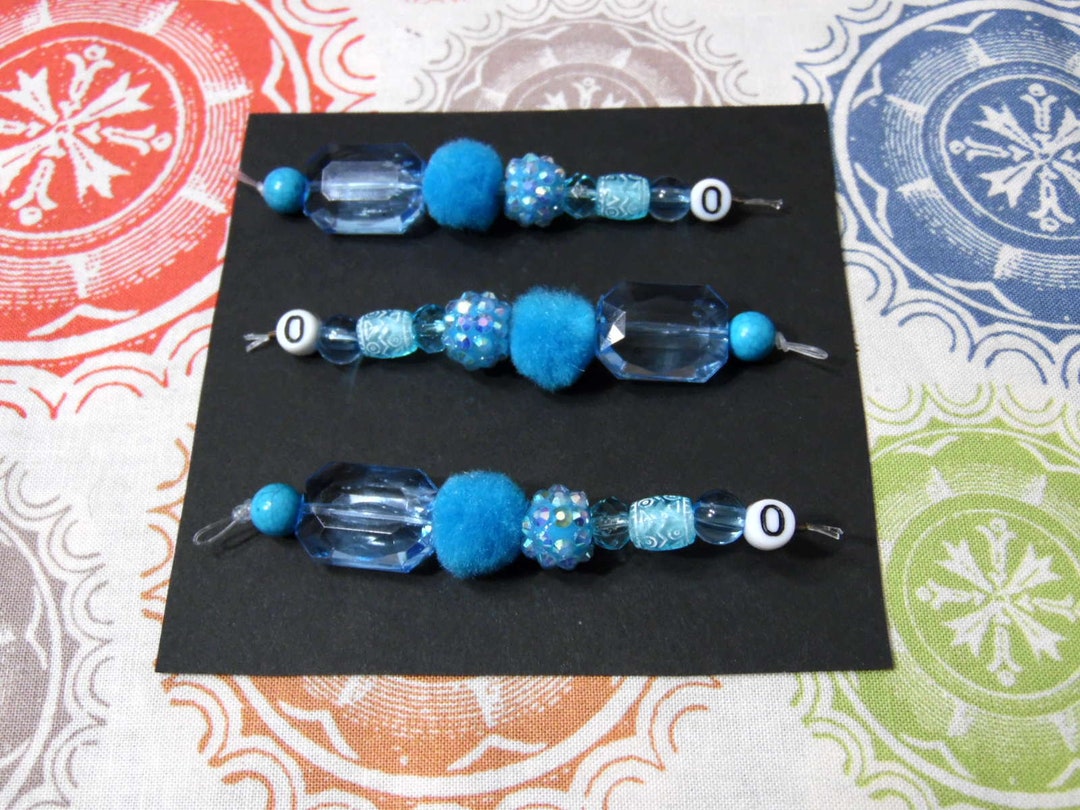 Beaded Keychain Set, Blue Key Rings, Color Themed Purse Clips, Backpack ...