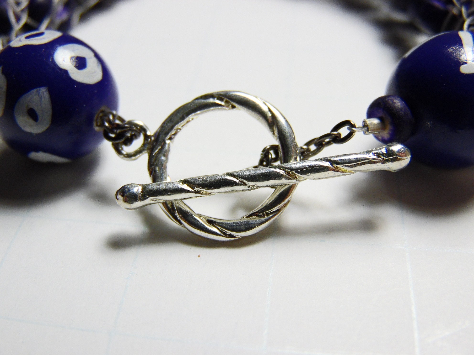 French Knit Wire Bracelet With Wood Beads Wood and Steel Wire - Etsy