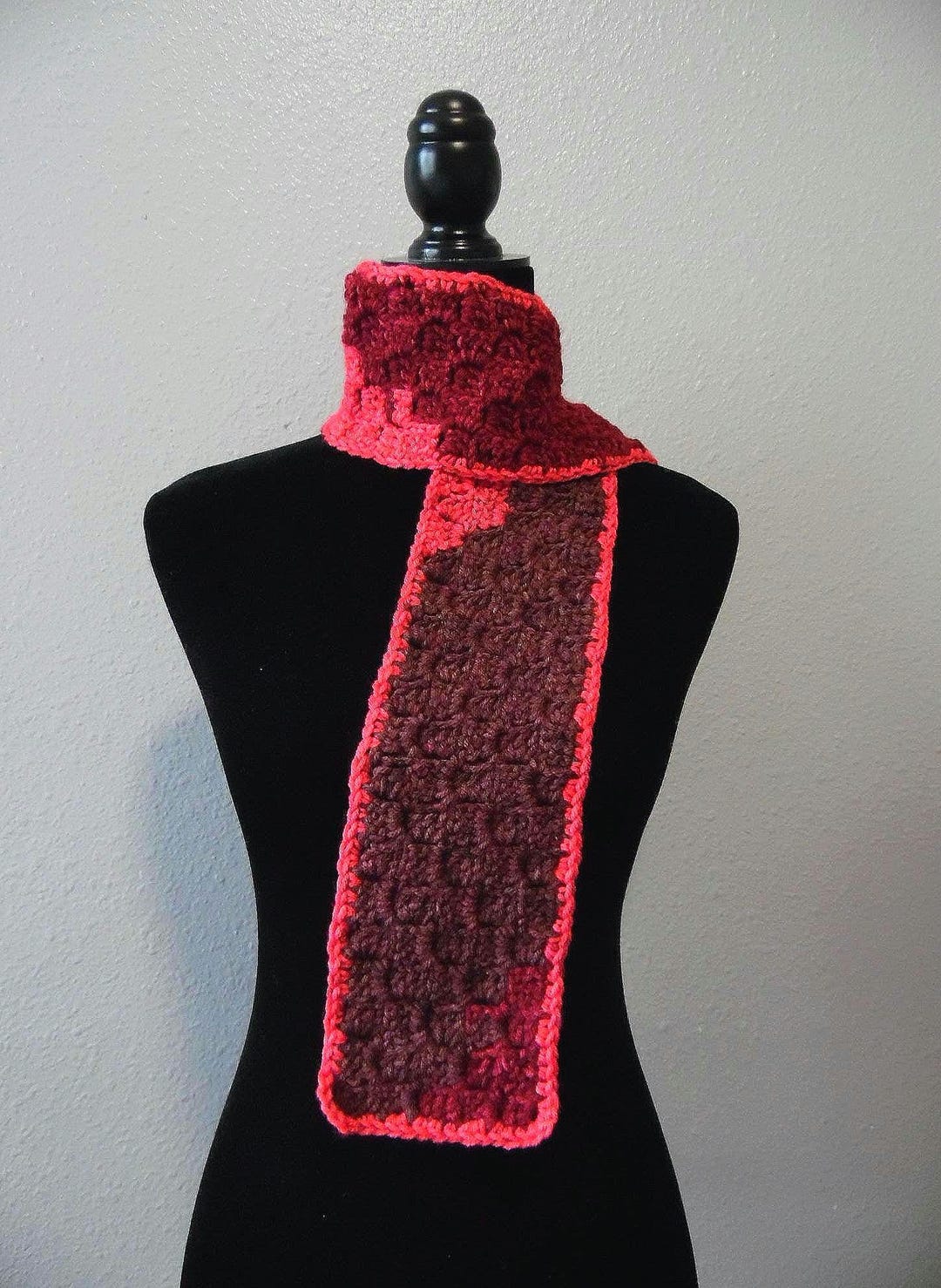 Cherry Red Scarf, Crochet C2C Scarf, Burgundy - Claret - Red Scarf ...