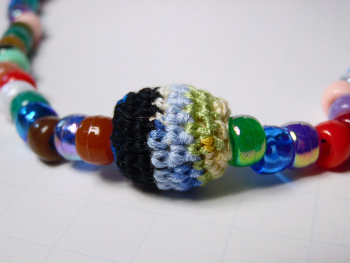 Eclectic Crochet Bead Necklace Wood and Pony Bead Necklace - Etsy