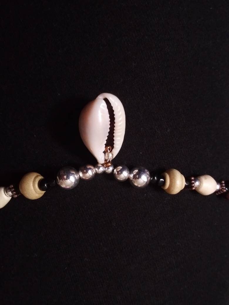 Cowrie Shell Necklace Sea Shell Jewelry Wood Necklace With - Etsy