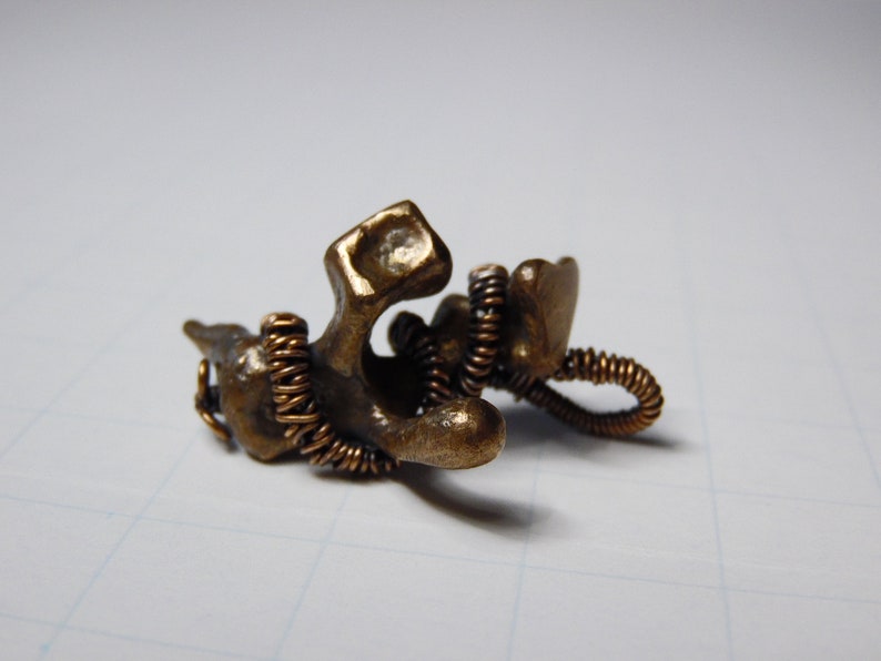 Modern Art Bronze Pendant, Bronze Cast Pendant Wrapped in Bronze Wire ...