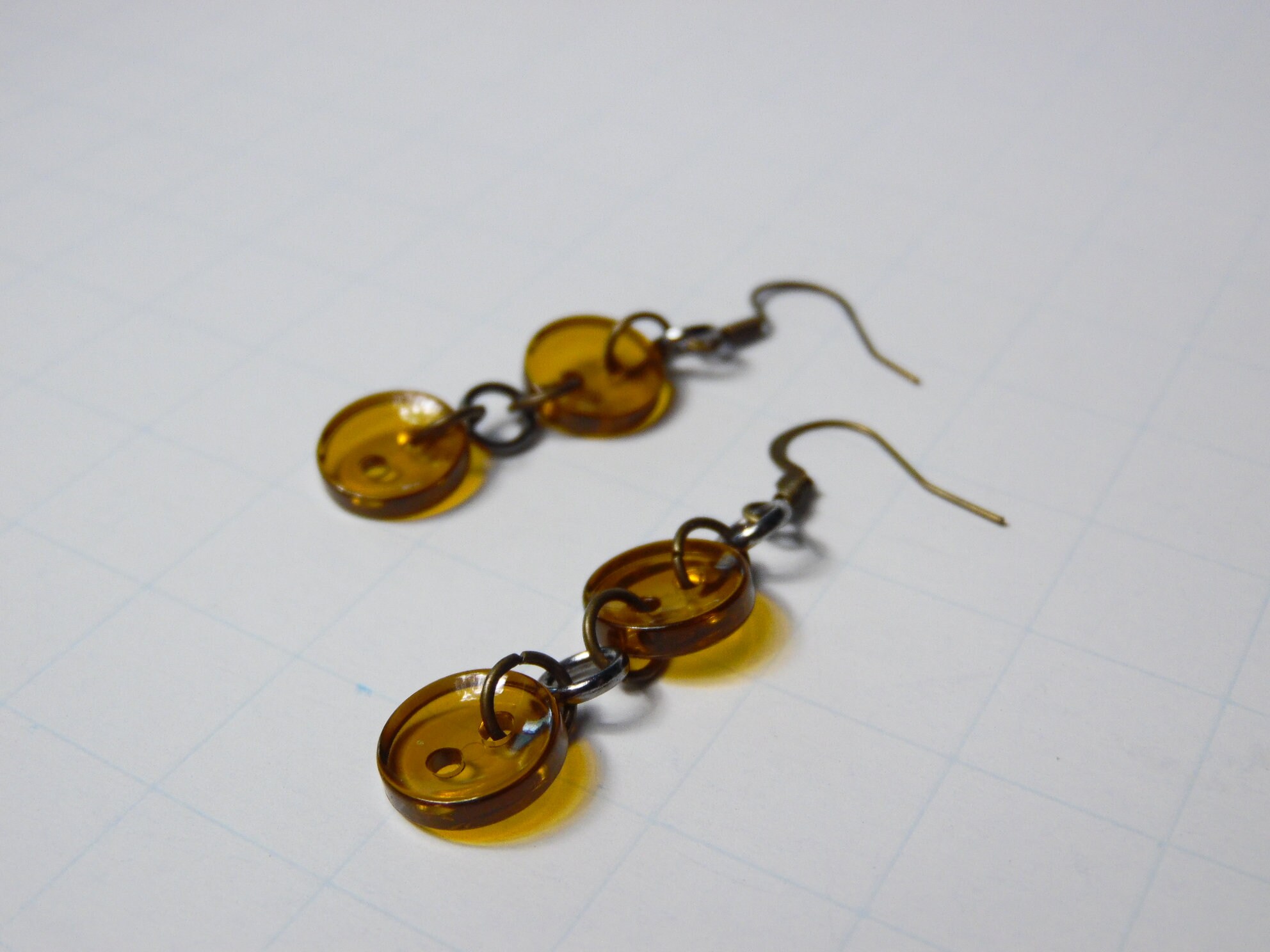 Translucent Brown Button Jewelry Set: Bracelet and Earrings, Women's ...